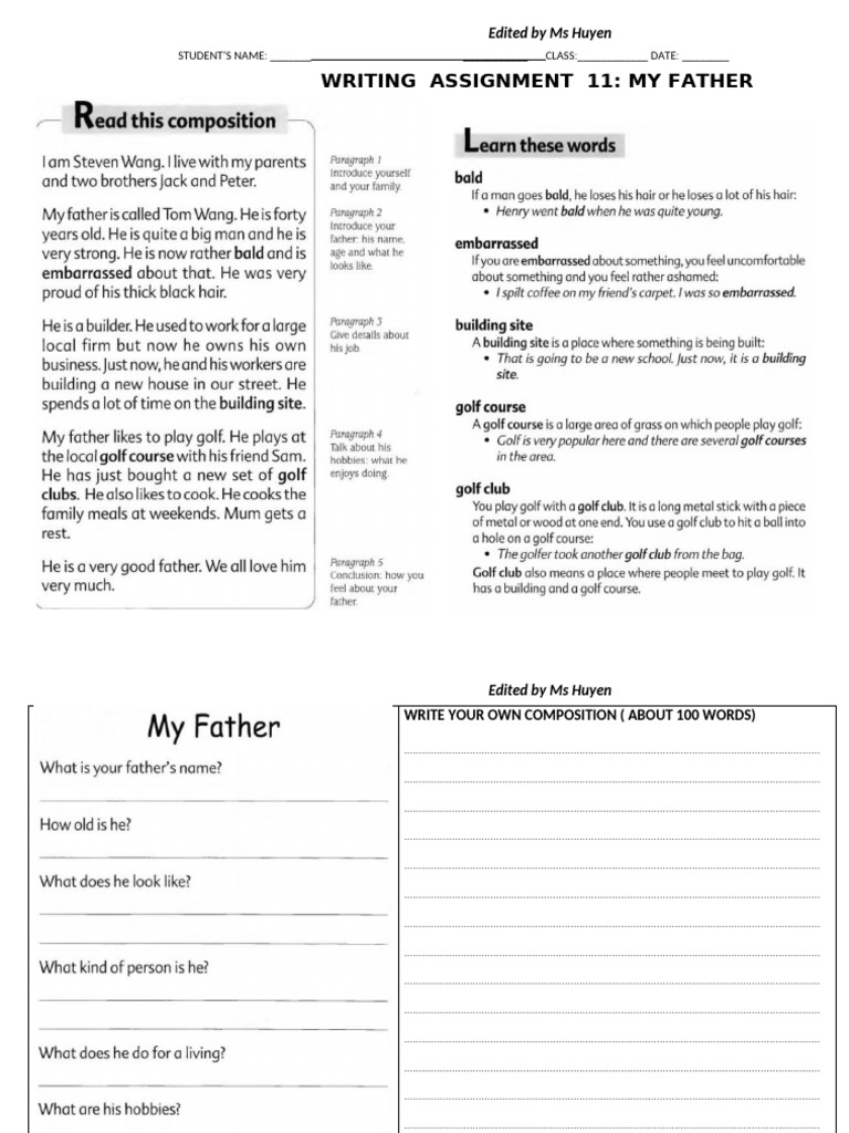 My Father: Writing Assignment Guide | PDF