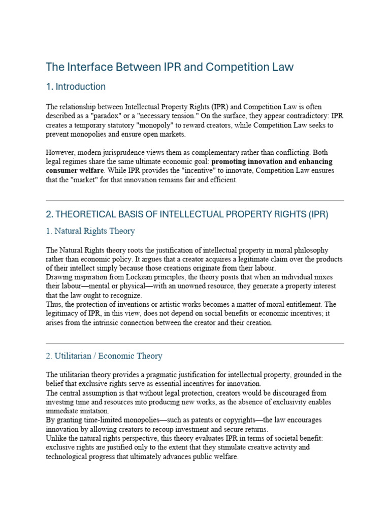IPR & Competition | PDF | Intellectual Property | Market (Economics)