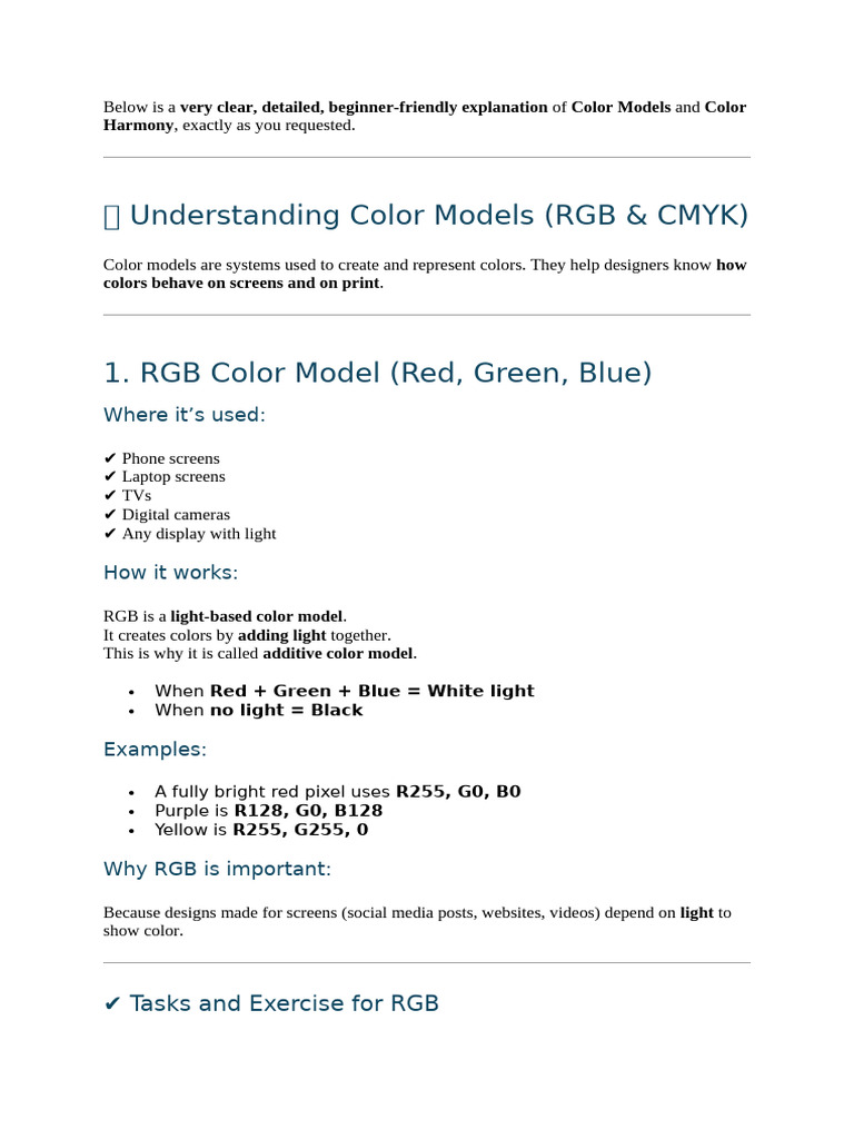 Understanding Color Models and Color Harmony | PDF | Rgb Color Model ...