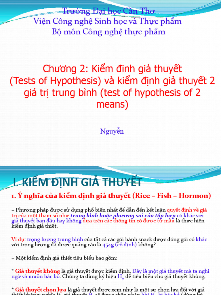 Chap2 Kiem Dinh Gia Thuyet Va So Sanh 2 Gia Tri Trung Binh B2 1.2023_1 ...