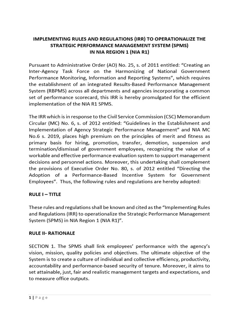 SPMS Irr | PDF | Performance Appraisal | Business