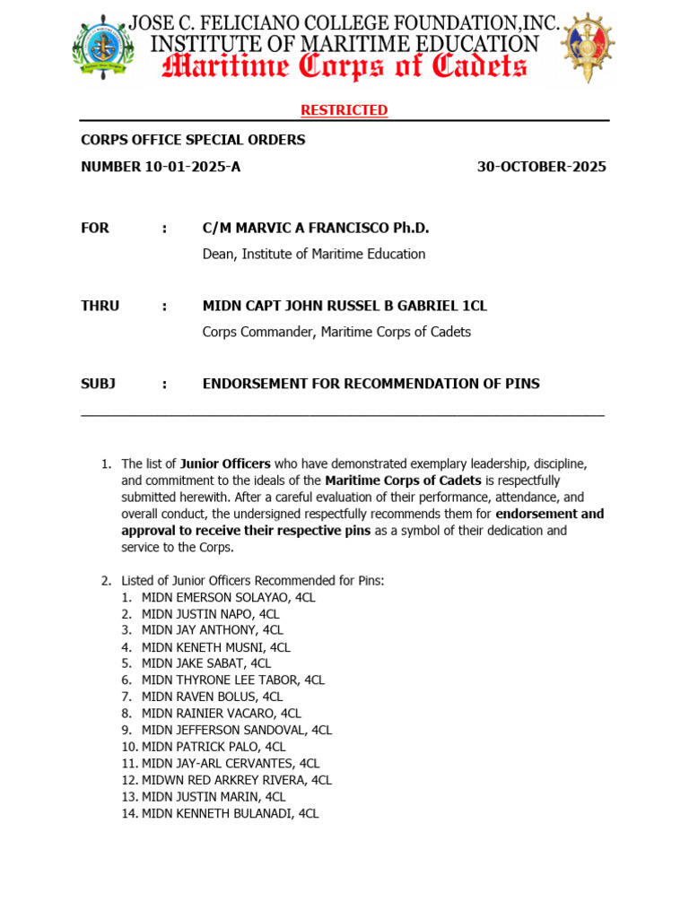 30 Oct 2025a MCC So Recommendation For Pins 1 | PDF