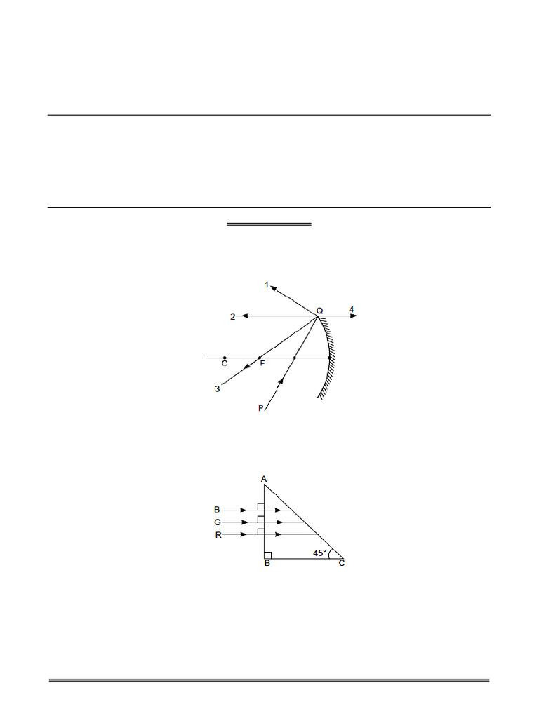 Ray Optics Practice Paper for Class XII | PDF | Refractive Index ...