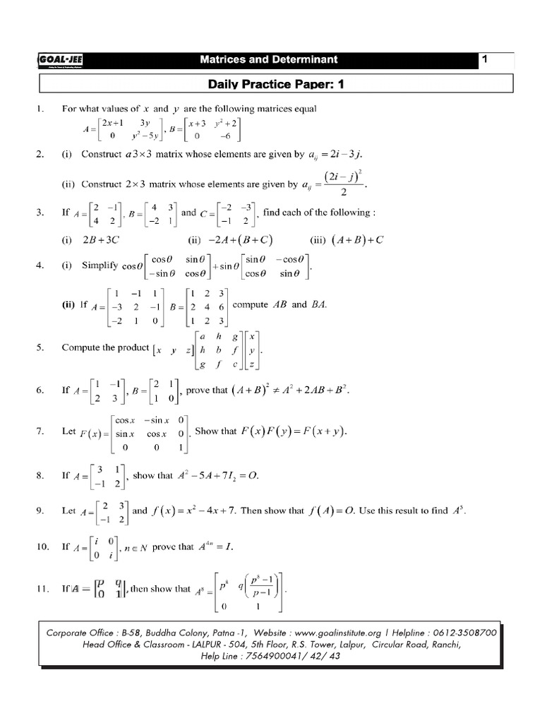 Matrices & Determinant_F | PDF
