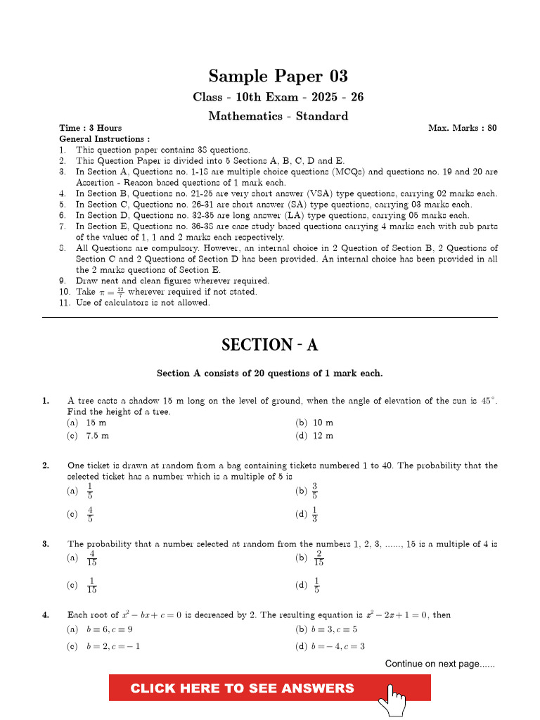 Maths Sample Paper-3 | PDF | Sphere | Circle