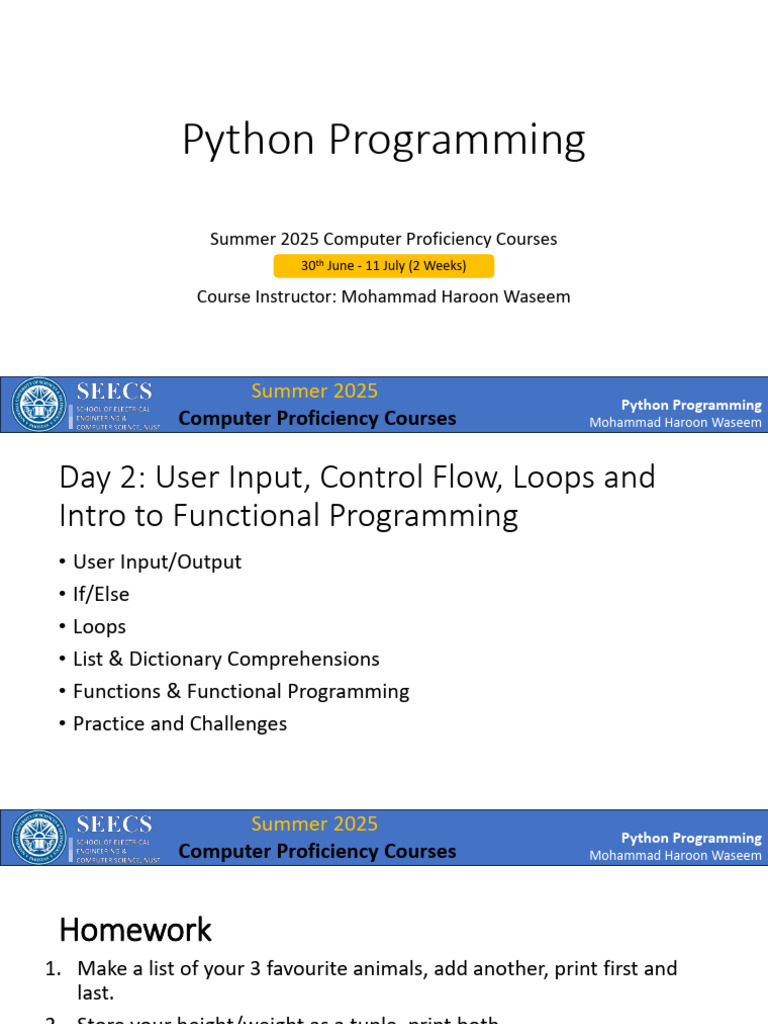 Python Programmings Day2 | PDF | Control Flow | Software Development