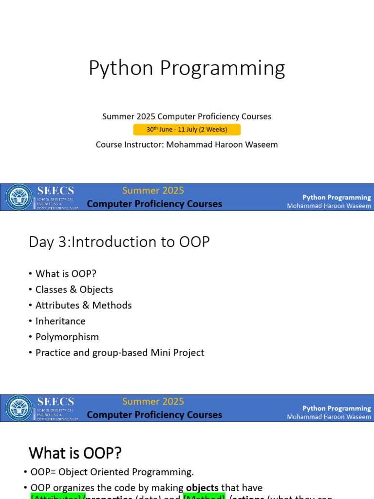 Python Programmings Day3 | PDF | Object Oriented Programming ...