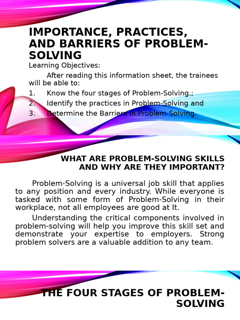 Importance, Practices, and Barriers of Problem-Solving | PDF ...