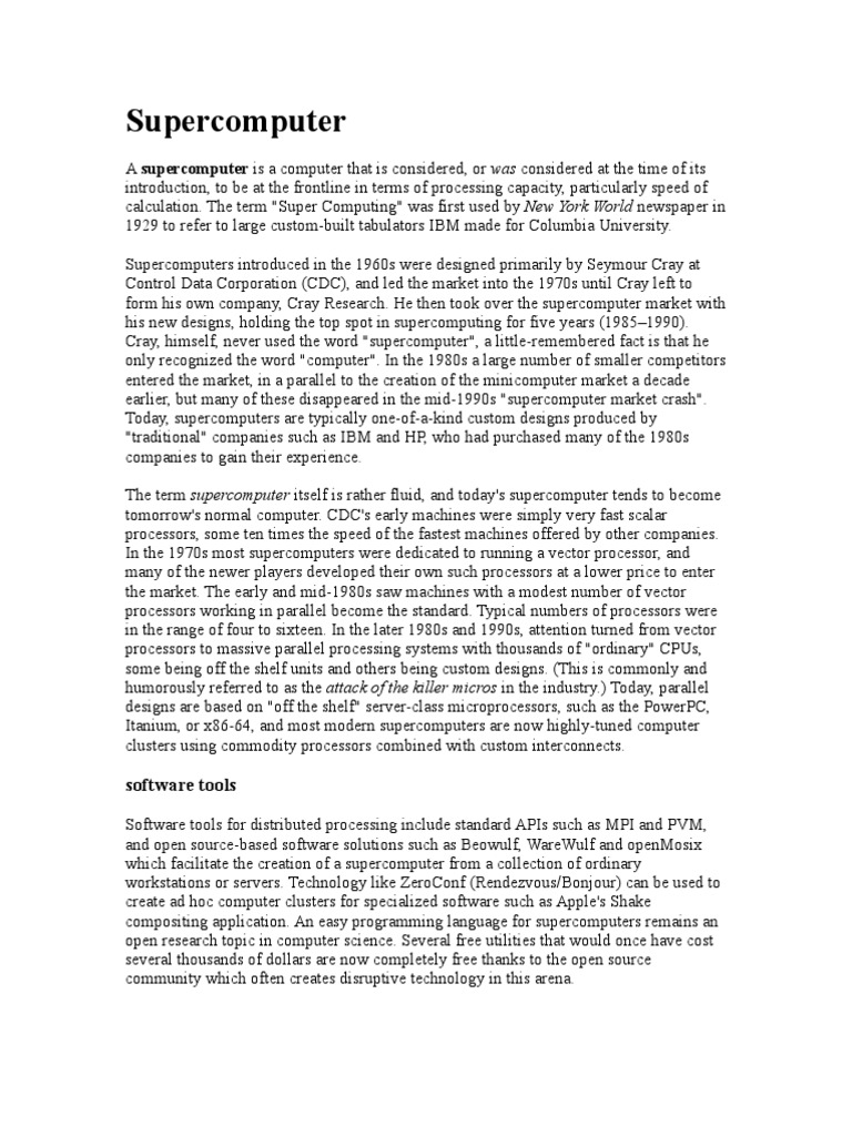 Supercomputer: Software Tools | PDF