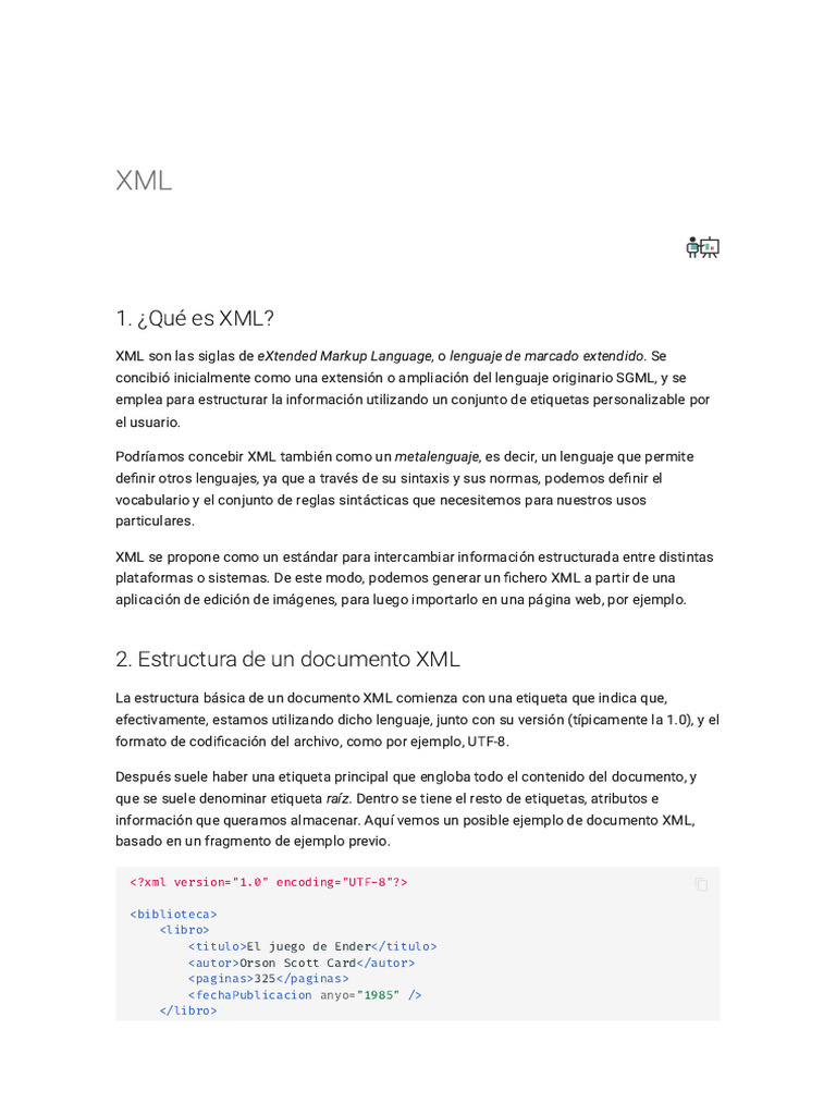 Introducción a XML | PDF | Xml | Formatos de archivo de computadora
