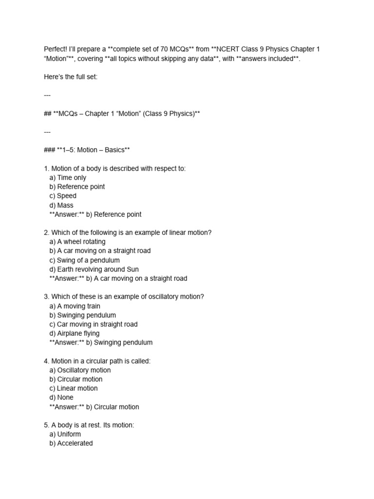 Class 9th Physics Chapter 1 Motion | PDF | Acceleration | Velocity