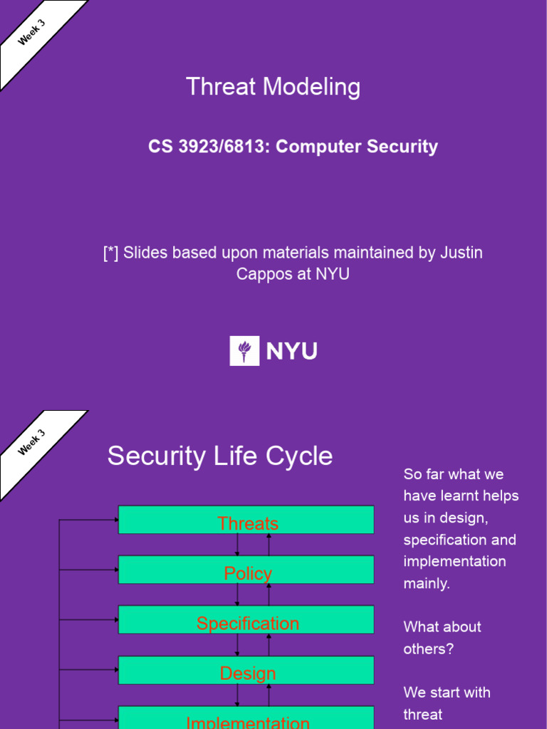 Updated - Lecture 3 - Threat Modeling | PDF | Computer Security | Security