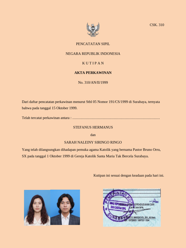 Contoh Akta Nikah | PDF