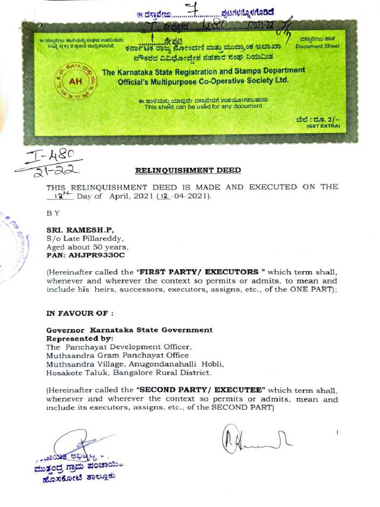 Relinquishment Deed-Copy | PDF