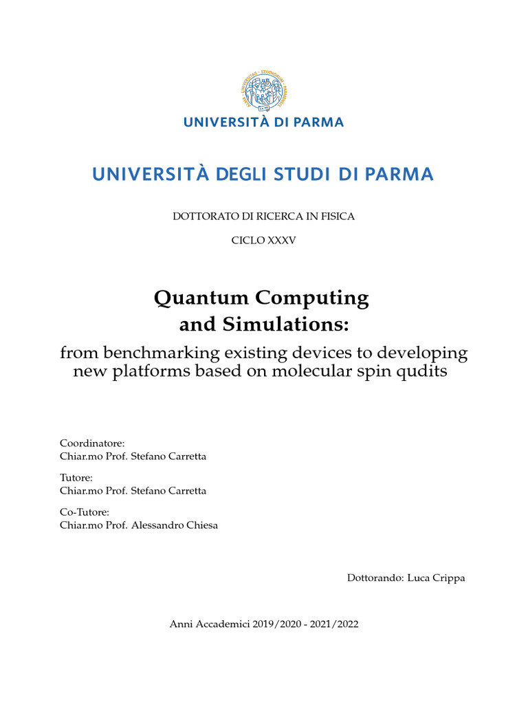 Luca Crippa PHD Thesis PdfA | PDF | Quantum Computing | Theoretical Physics