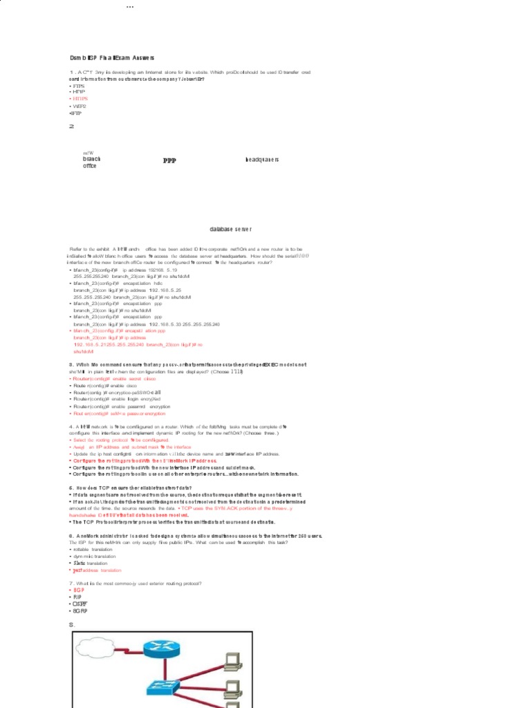 Networking Exam Questions and Answers | PDF | Router (Computing) | Ip ...