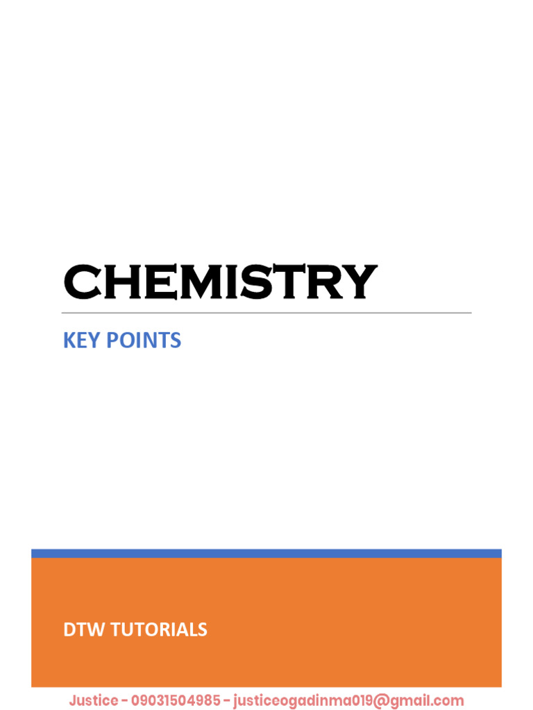 Chemistry Keypoints by DTW Tutorials | PDF | Periodic Table | Atomic Orbital