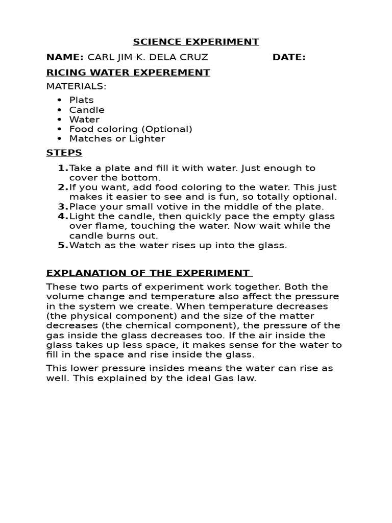 Science Experiment | PDF