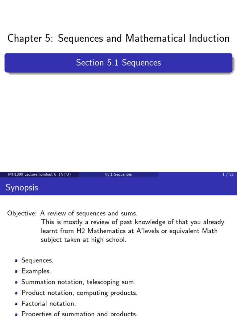 Sequences and Induction Overview | PDF | Summation | Sequence