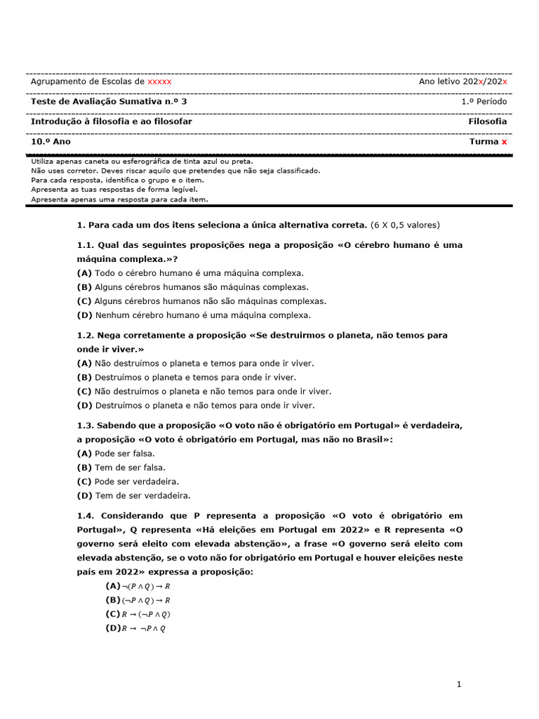 ae_pfug10_teste_3a | PDF | Argumento | Lógica