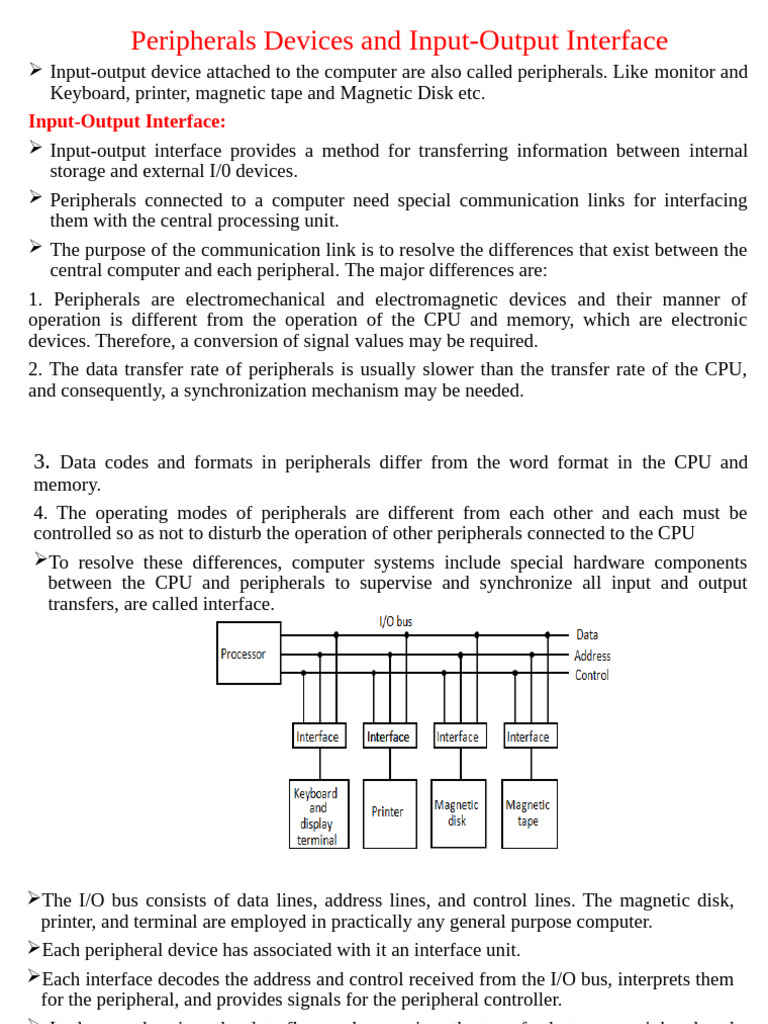 Input - Output Interface | PDF | Input/Output | Computer Data Storage