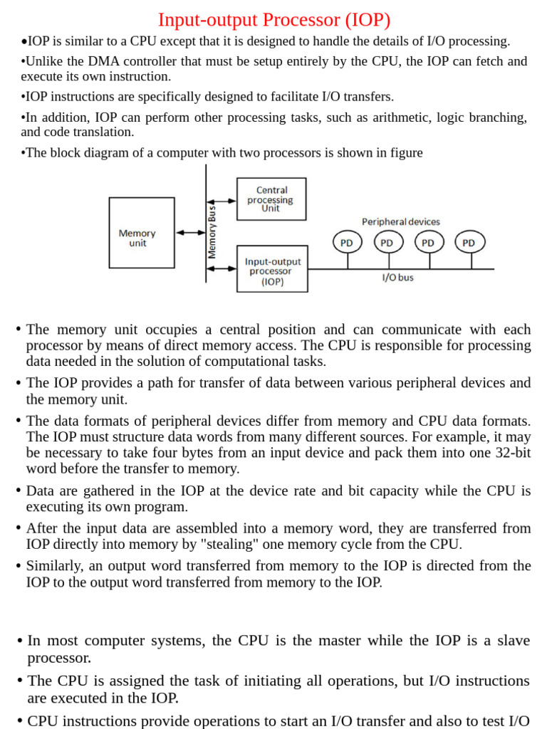 Input-Output Processor (IOP) | PDF | Input/Output | Central Processing Unit