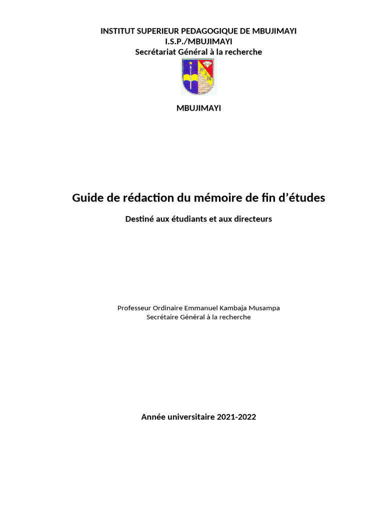 Guide de rédaction du mémoire universitaire | PDF | Acronymie | Mémoire