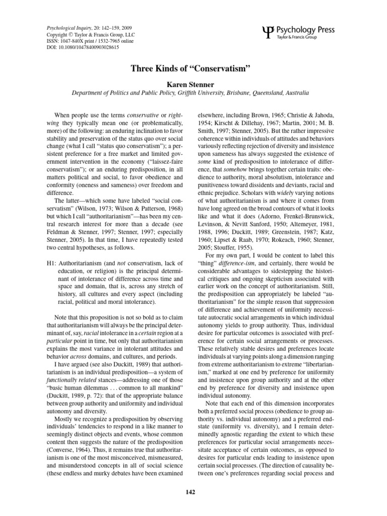 Understanding Authoritarianism in Conservatism | PDF | Psychological ...