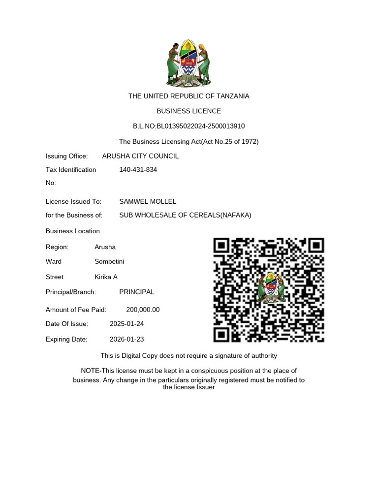 Tz Business License | PDF