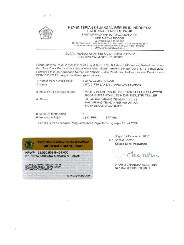 SPPKP NPWP | PDF