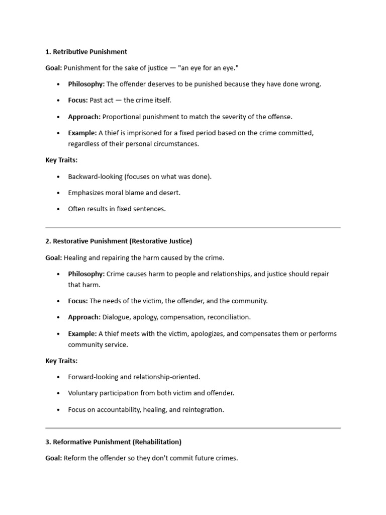 Retributive, Restorative and Reformative | PDF