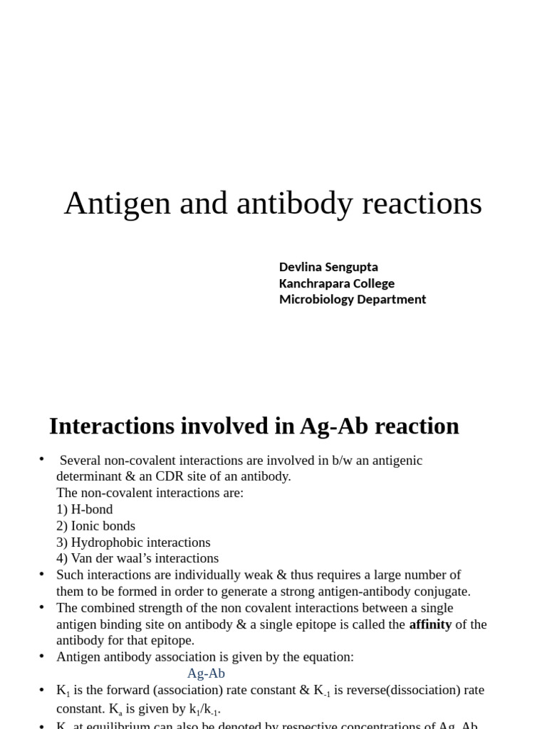 antigen antibody interaction & the basis of immunodiagnostics | PDF ...