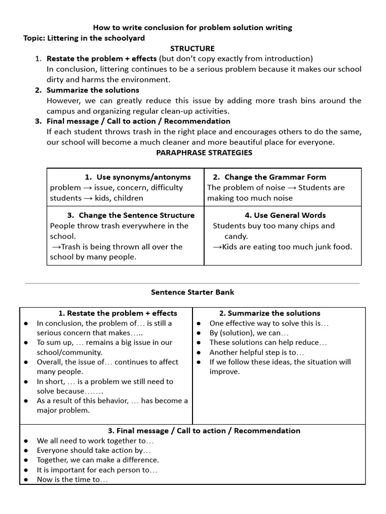 W15_conclusion for Problem Solution Writing.docx | PDF