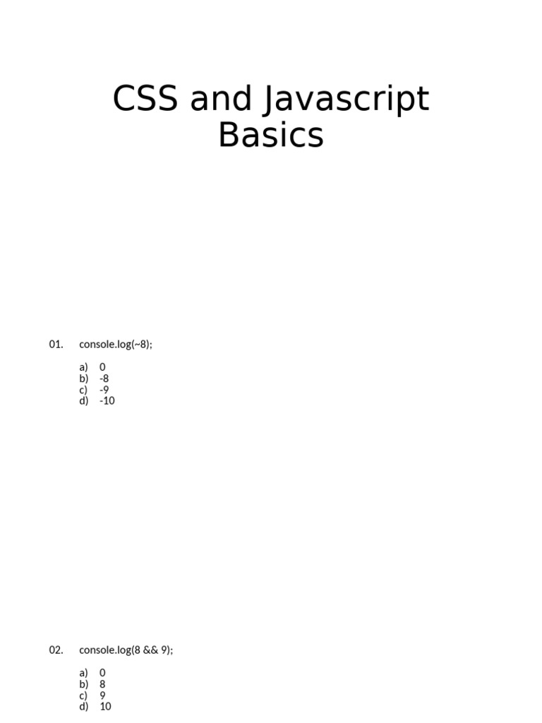 CSS and Javascript Basics MCQs (1) | PDF | Html | Computer Programming