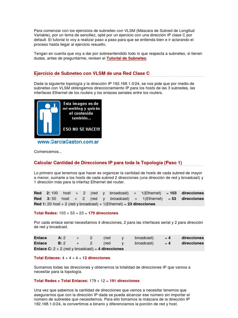 Para Comenzar Con Los Ejercicios de Subneteo Con VLSM | PDF | Dirección IP | Arquitectura de ...