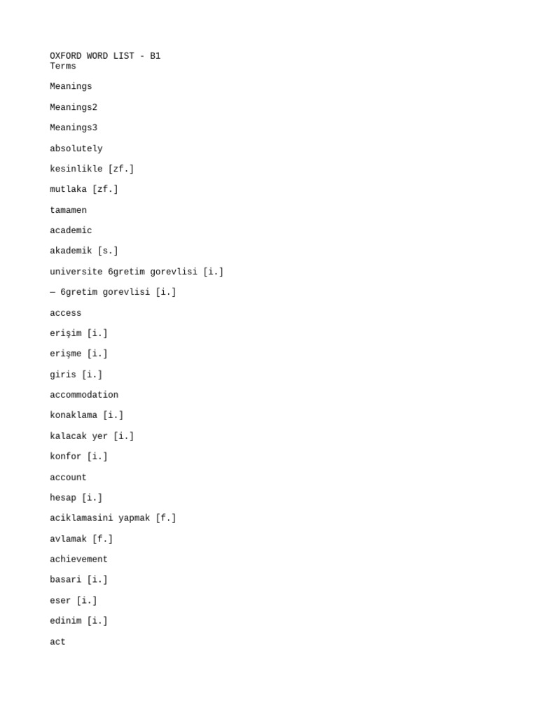 Oxford Lists B1 (1) | PDF