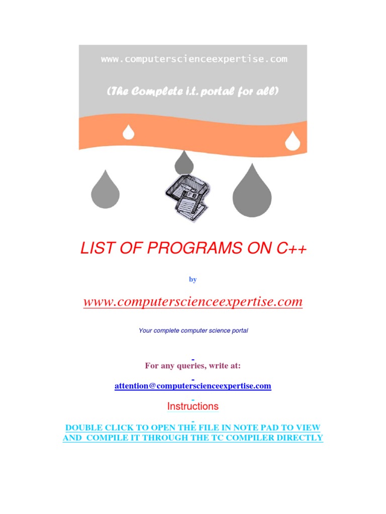 List of Programs On C++: Instructions | PDF | String (Computer Science) | Matrix (Mathematics)