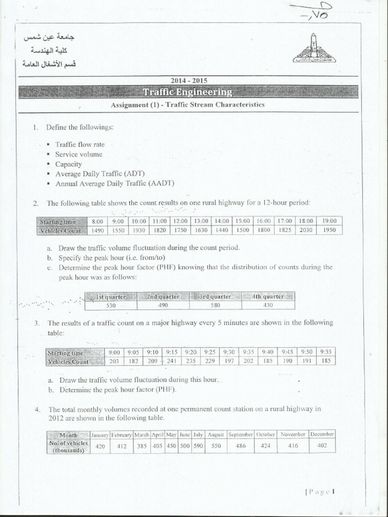 Sheet 1, 2, 3 Traffic Engineering | PDF