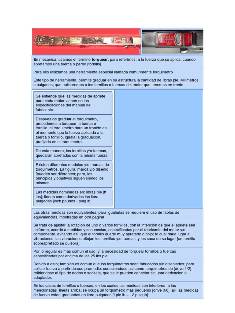 Torque de Motor Ford 300 | PDF | Tornillo | Herramientas