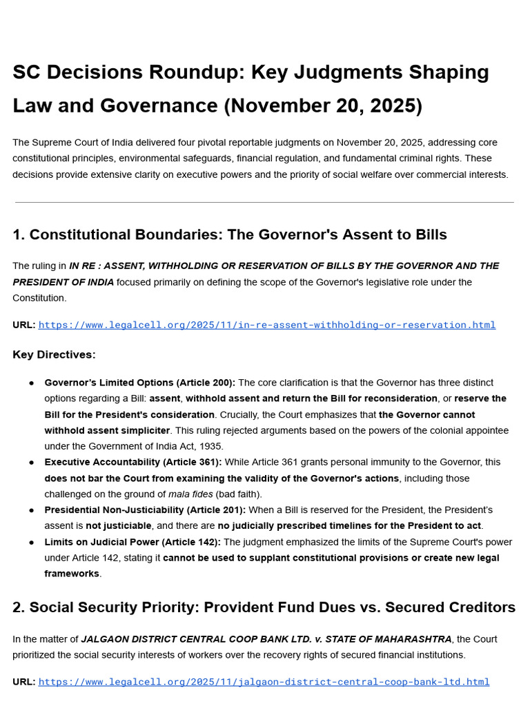 SC Decisions Roundup - Key Judgments Shaping Law and Governance ...