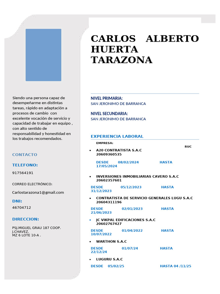 CV Carlos Huertas | PDF