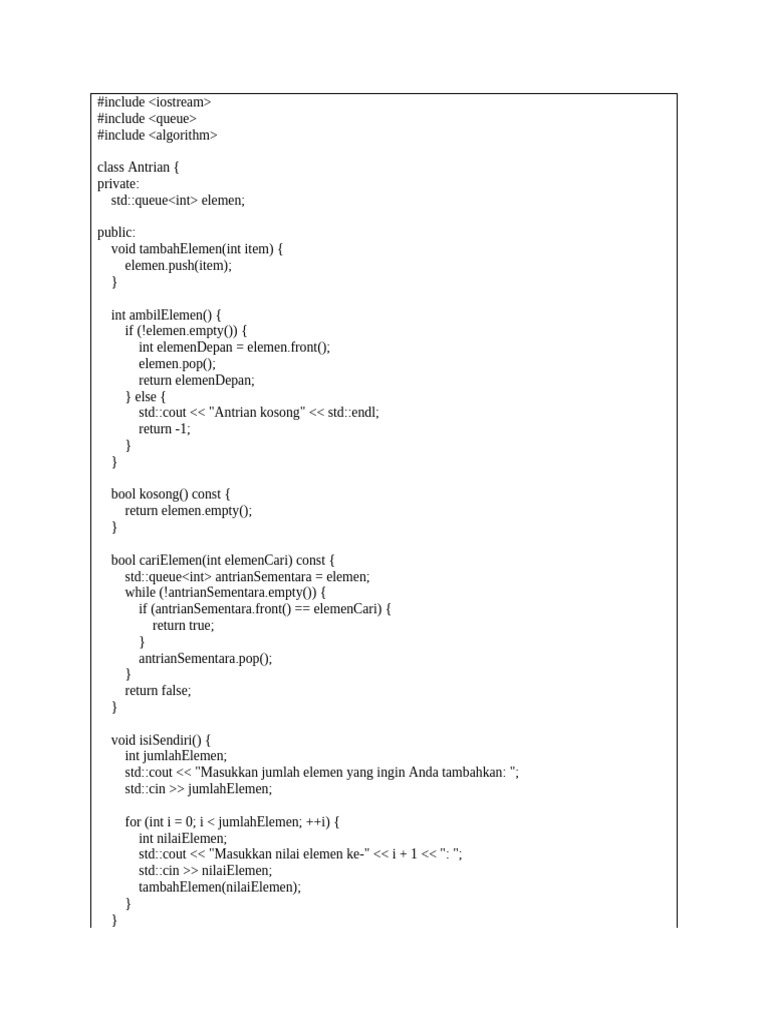 Laporan Tugas Struktur Data Queue | PDF