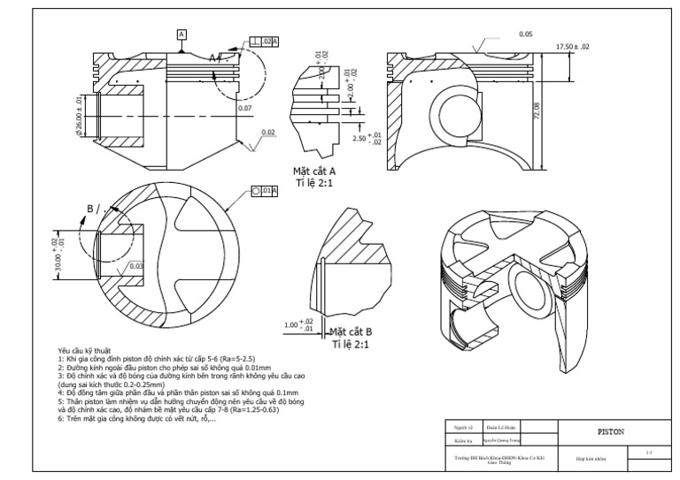 Bản Vẽ 2D Piston | PDF