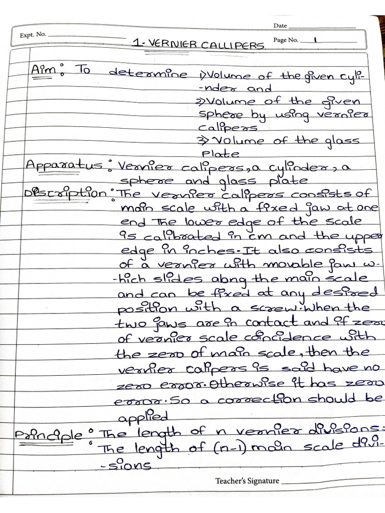 Physics Experiment 1-Vernier Callipers | PDF
