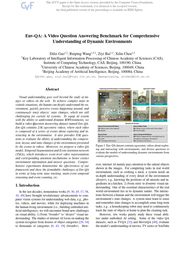 Gao Env-QA A Video Question Answering Benchmark For Comprehensive ...