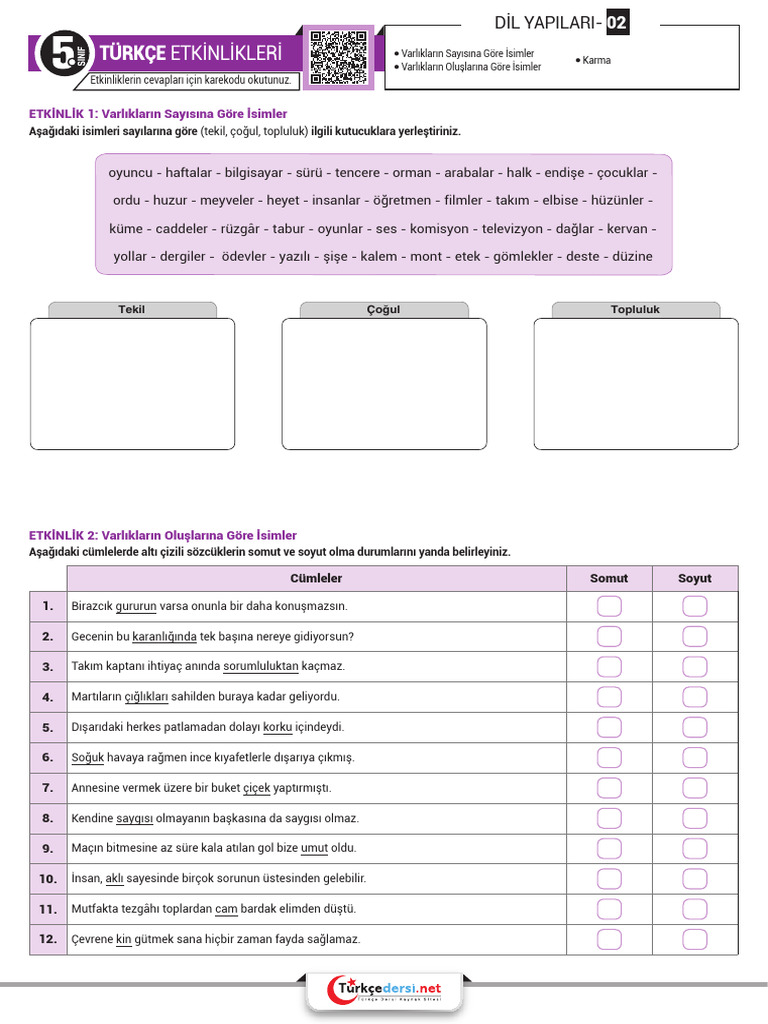 5.-sinif-indirilebilir-etkinlikA.-Dil-Yapilari-Isimler-MB-02 | PDF