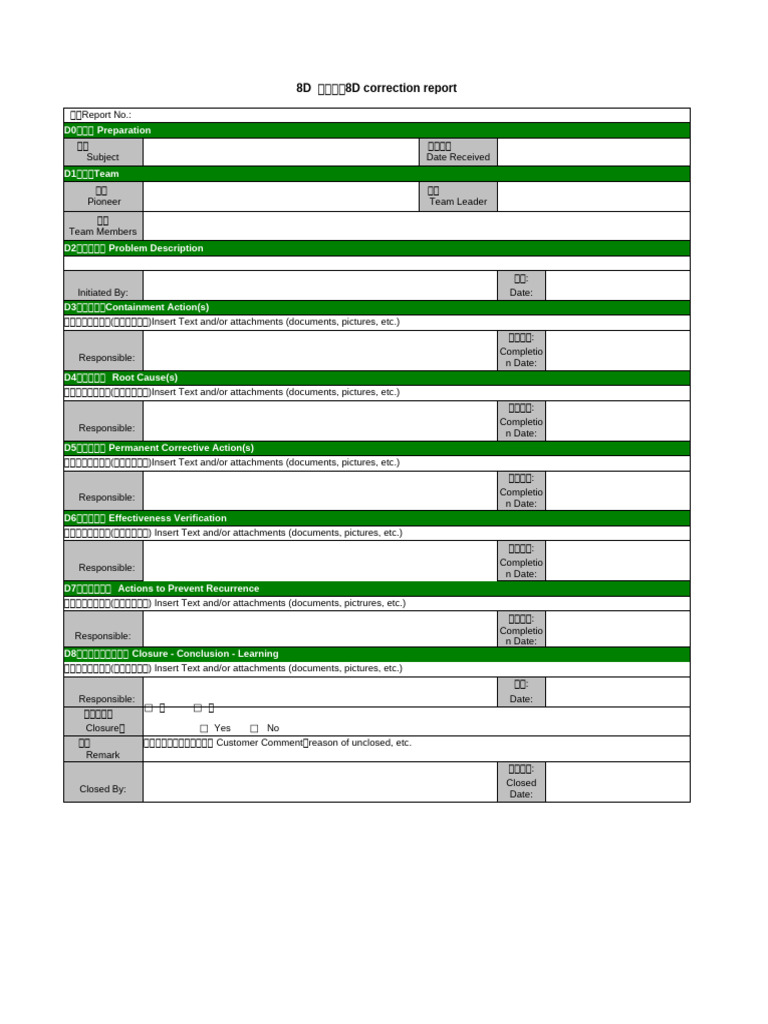 8D Correction Report Template | PDF | Computing