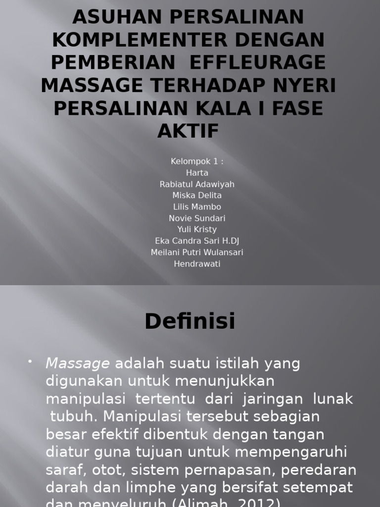 Effleurage Massage untuk Nyeri Persalinan | PDF