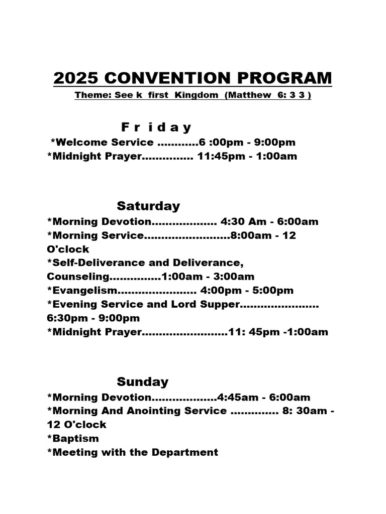2025 Convention Program Schedule | PDF
