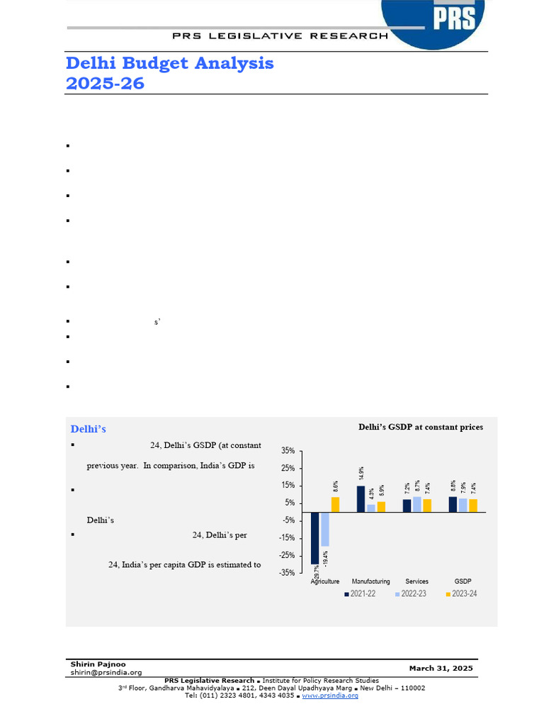 Delhi Budget Analysis 2025-26 | PDF | Government Budget Balance | Taxes
